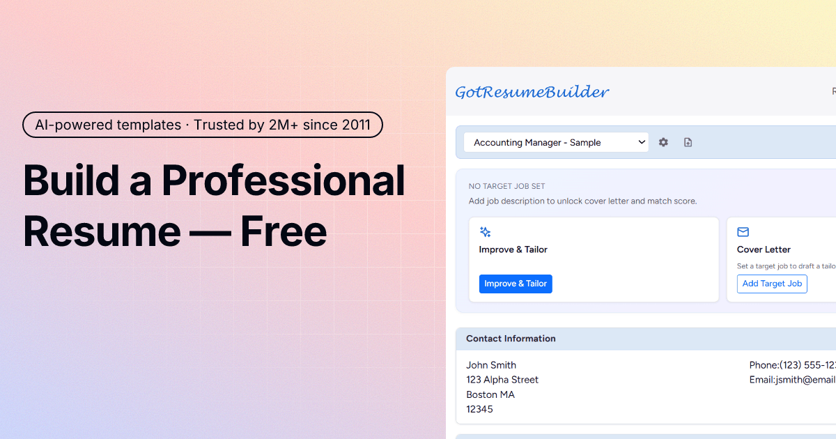 Resume Builder • Free Resume Builder